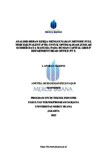 ANALISIS BEBAN KERJA MENGGUNAKAN METODE FULL TIME EQUIVALENT (FTE ...